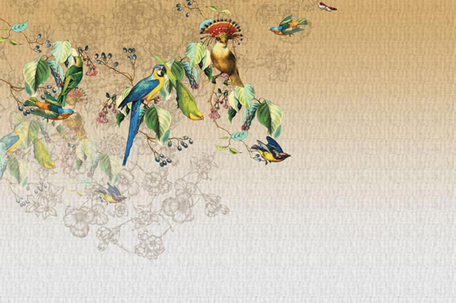 Valery's Parrot 13VP Wallpaper by LondonArt | room service 360°