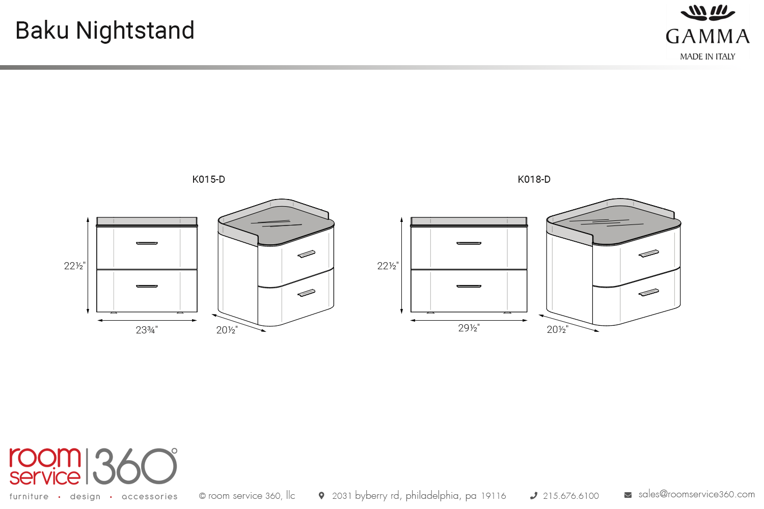 Baku Nightstand by Gamma Arredamenti | room service 360°