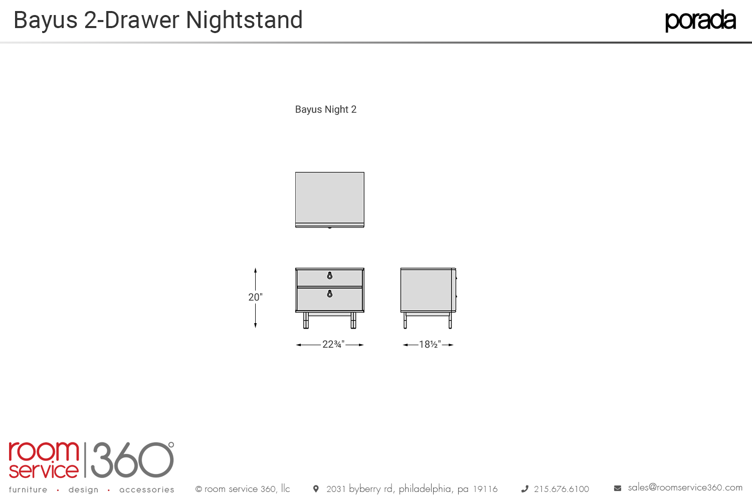 Bayus 2-Drawer Nightstand by Porada | room service 360°