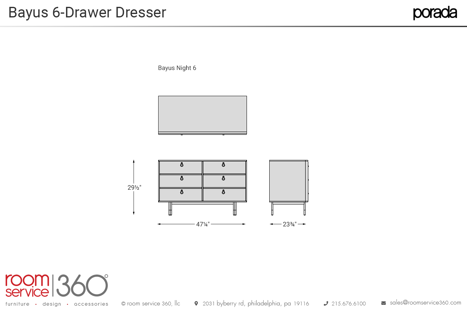 Bayus 6-Drawer Dresser by Porada | room service 360°