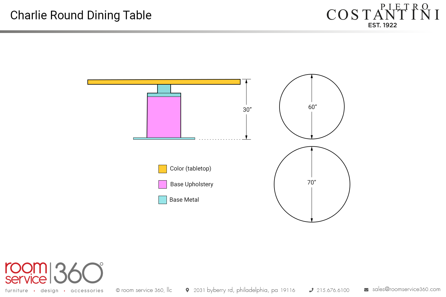 Charlie Round Dining Table by Costantini Pietro • room service 360°