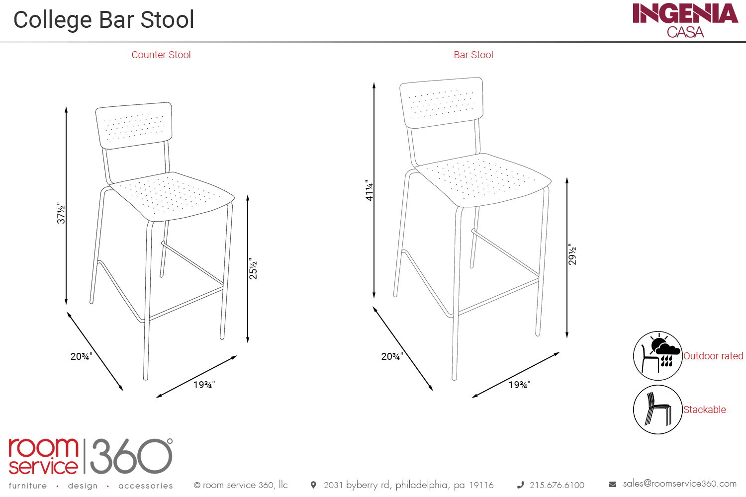 College Bar Stool by Ingenia Casa • room service 360°