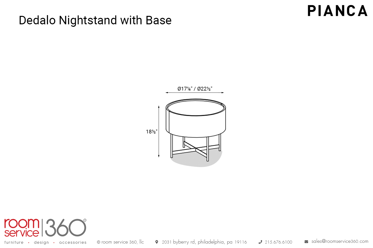 Dedalo Nighstand with Base Quickship by Pianca • room service 360°