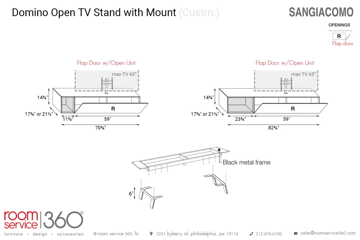Domino Open TV Stand with Mount by San Giacomo | room service 360°