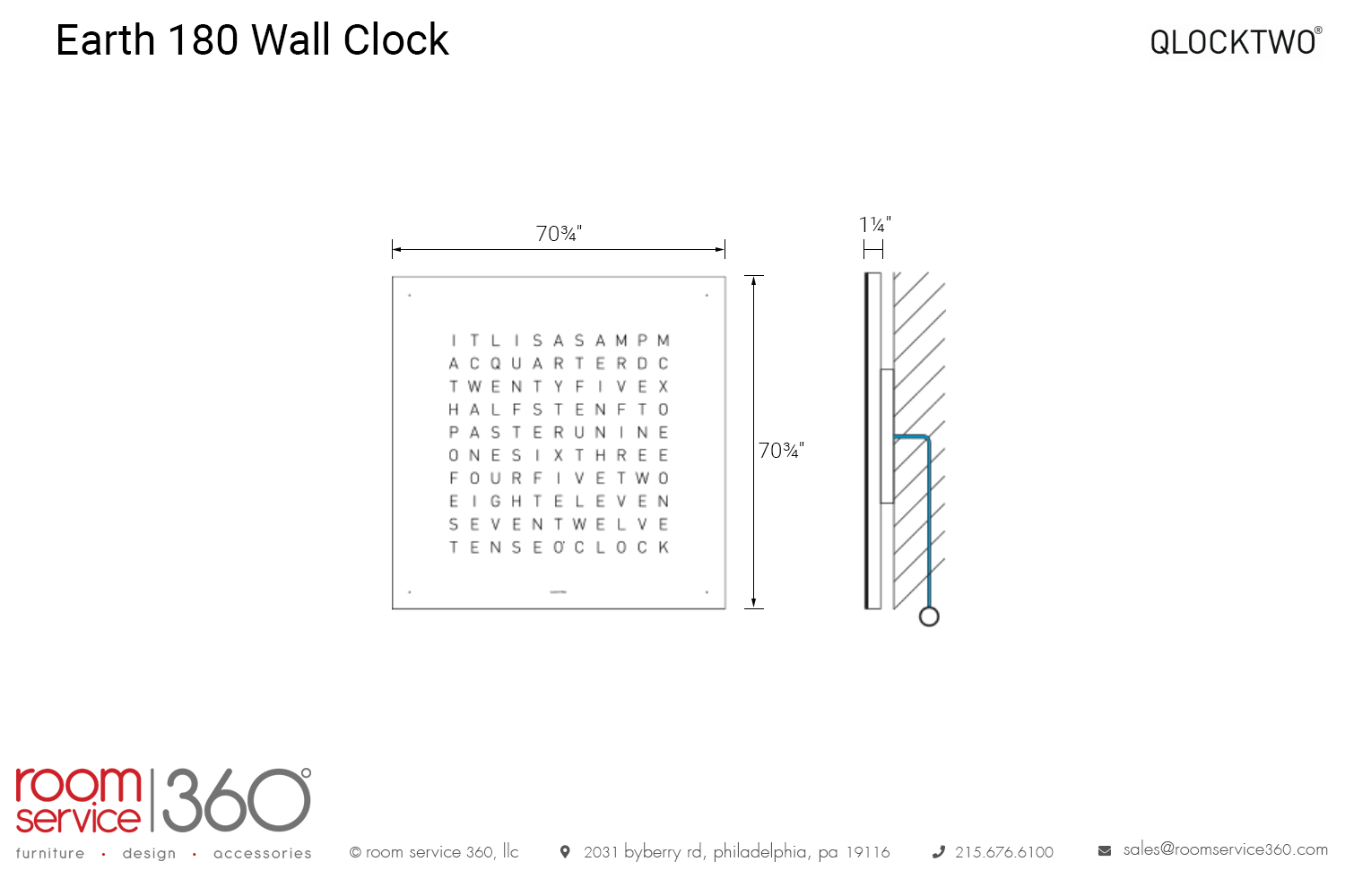 Earth 180 Creator's Edition Wall Clock by QLOCKTWO | room service 360°