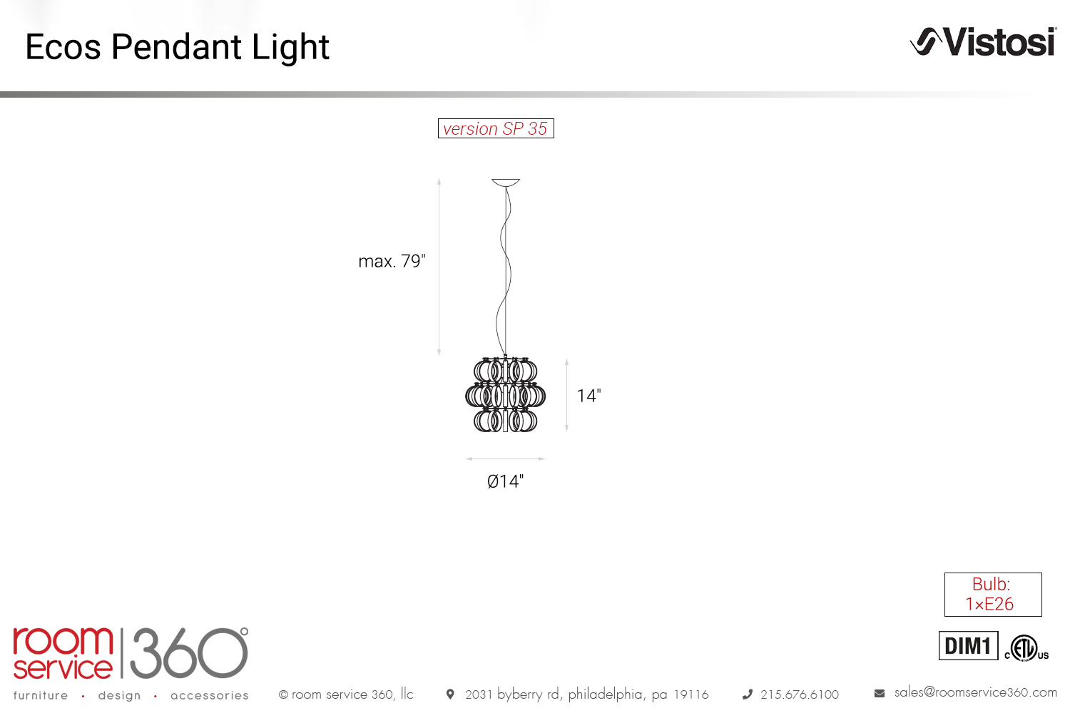 Ecos Pendant Light by Vistosi Lighting | room service 360°