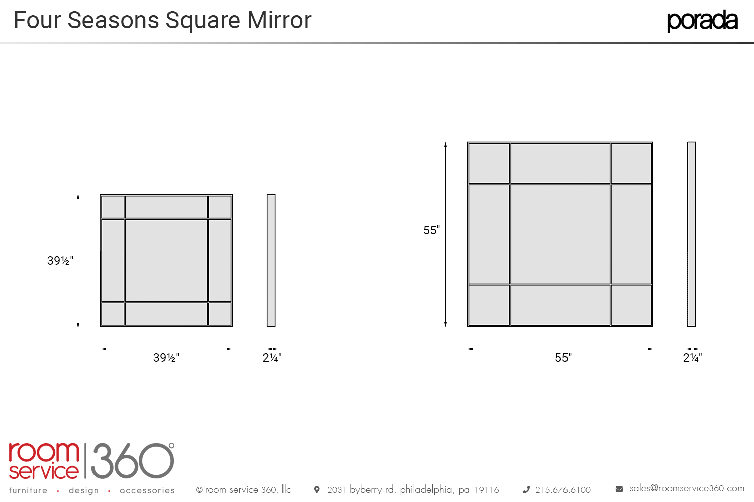 Four Seasons Square Mirror by Porada | room service 360°