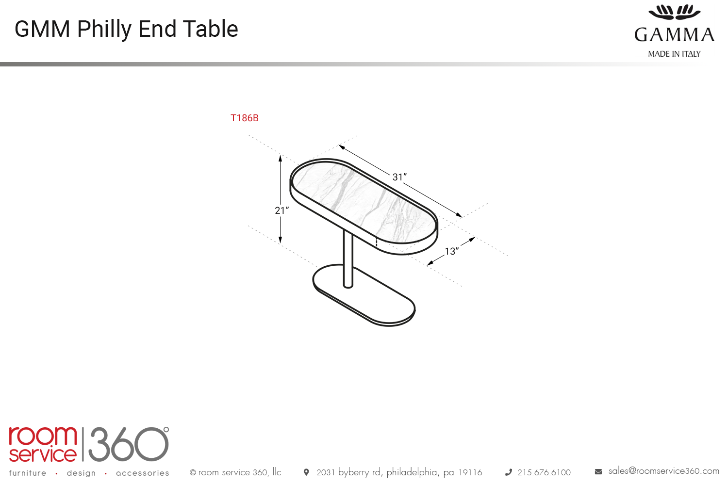 GMM Philly T186B End Table by Gamma Arredamenti • room service 360°