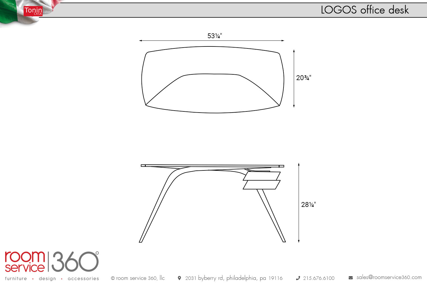 Logos Office Desk by Tonin Casa | room service 360°