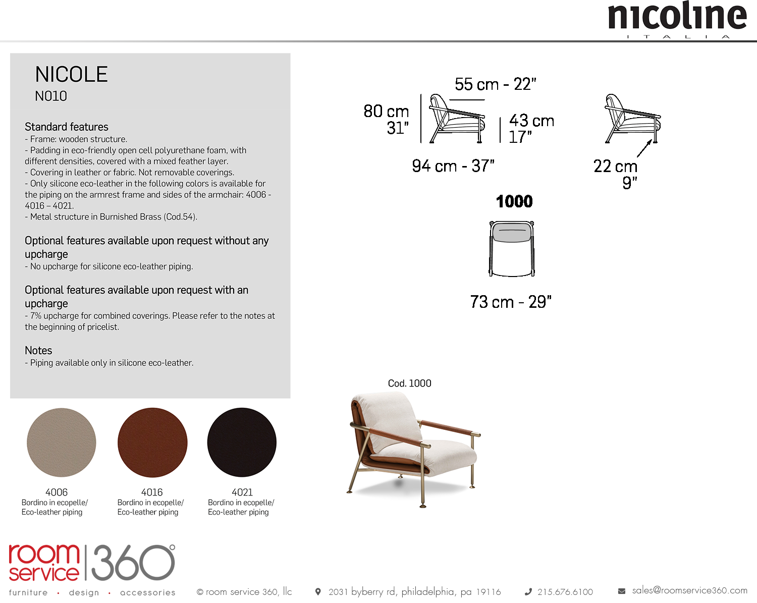 Nicole Armchair by Nicoline Italia | room service 360°