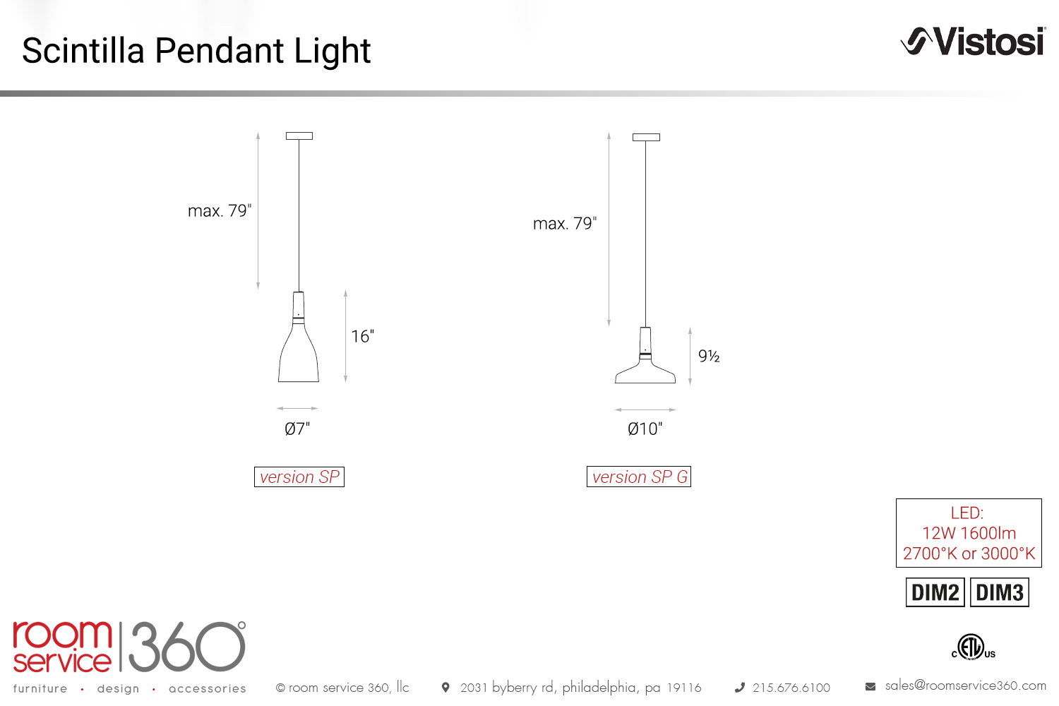 Scintilla Pendant Light by Vistosi Lighting | room service 360°
