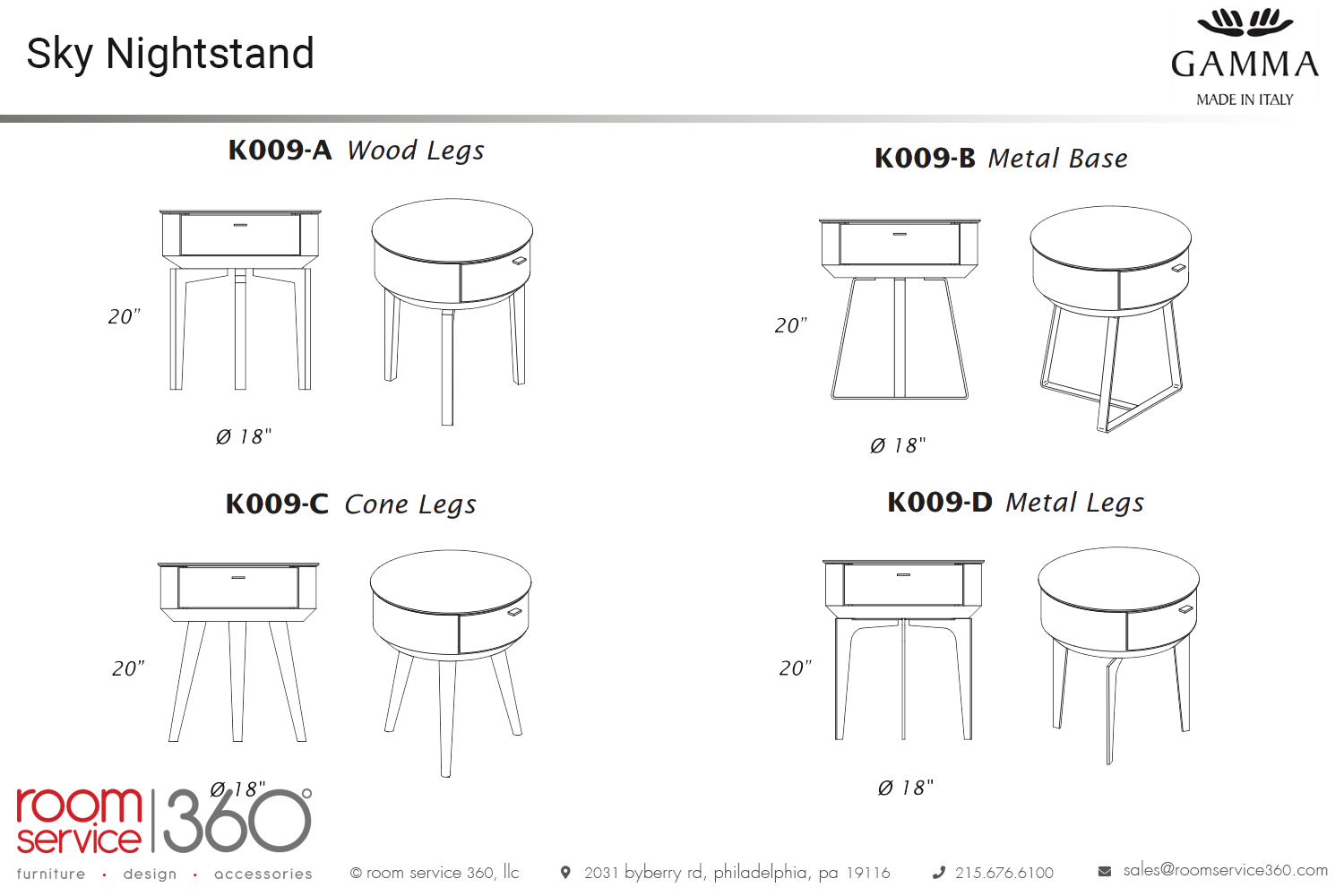 Sky Nightstand by Gamma Arredamenti | room service 360°
