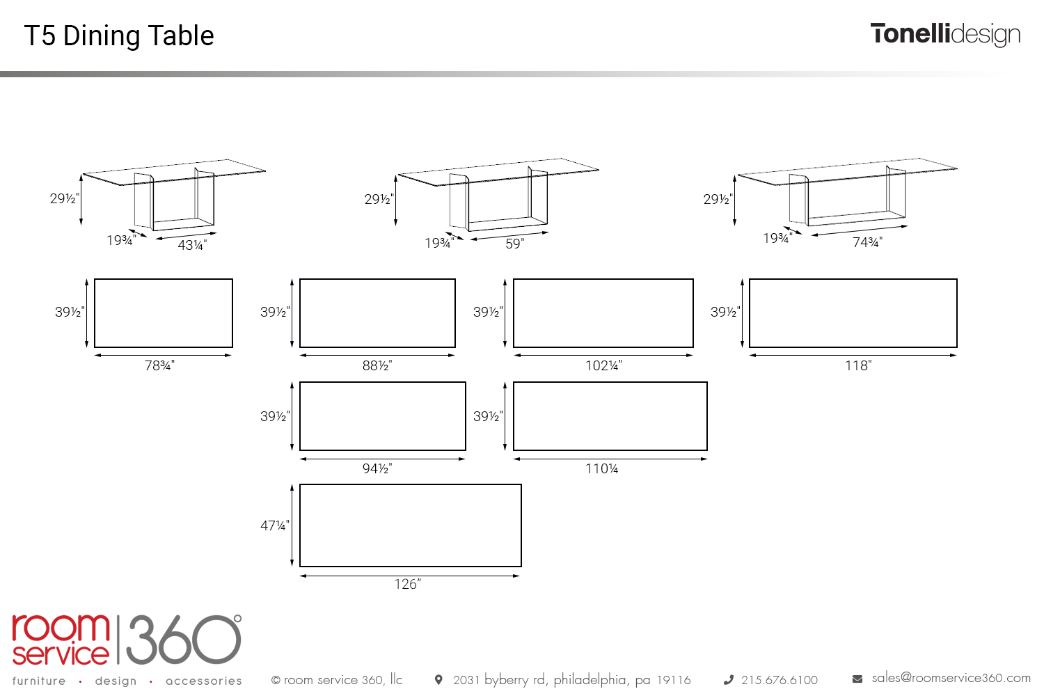 T5 Dining Table by Tonelli | room service 360°